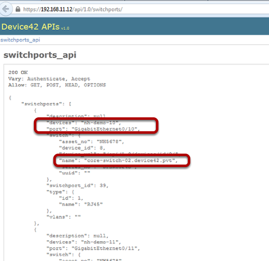 Powerful reports with device42 using the self describing APIs