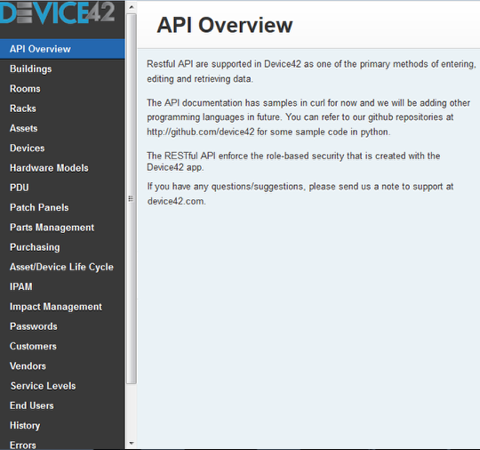 New and improved Device42 API documentation site is live