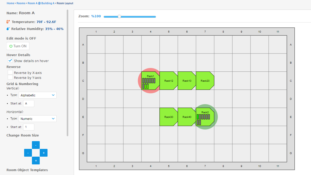 Temperature and Humidity Display for Data Centers, Interactive Pie ...