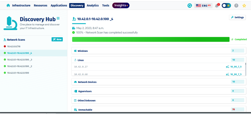 Custom Insights+ Dashboards and Charts, New Discovery Hub Network Scan ...
